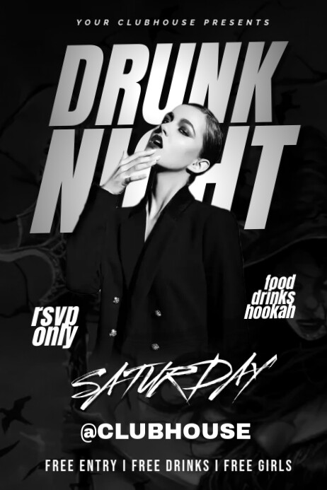 Black Maximalist Drunk Night Ads Poster Template | PosterMyWall