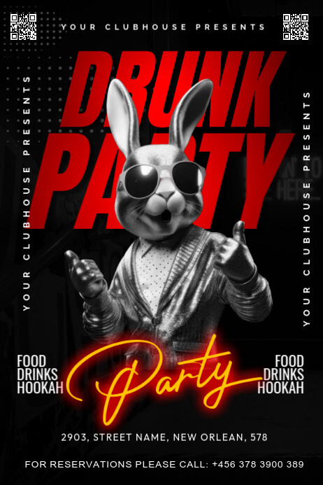 Black Maximalist Drunk Party Poster Template | PosterMyWall