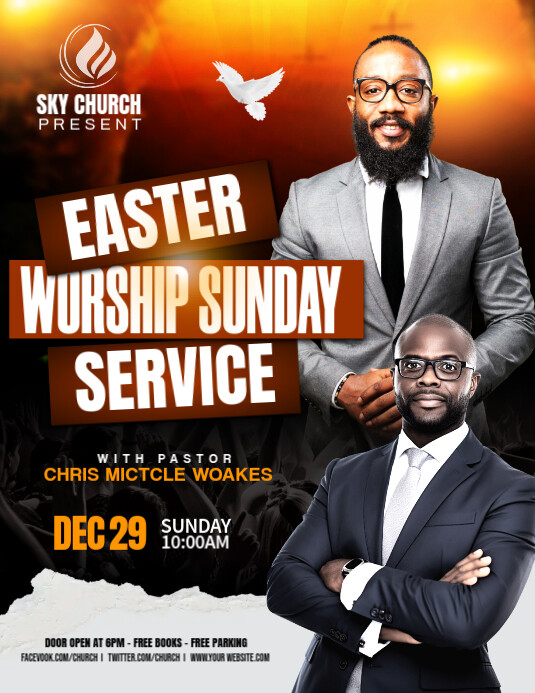 Black Maximalist Easter Church Worship Sunday Service Gorgeous Flyer (us Letter) Template ...