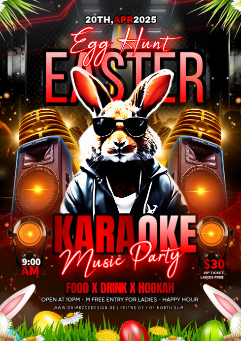 Black Maximalist Easter Karaoke Party A4 Template | PosterMyWall