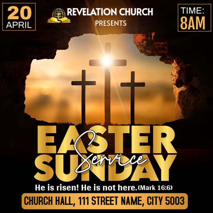 Black Maximalist Easter Sunday Church Ads Instagram Post Template ...