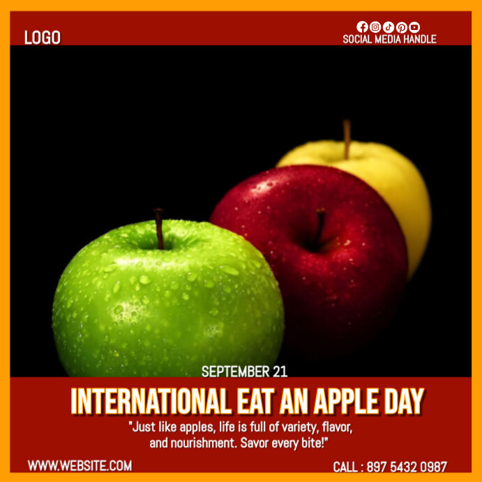 Black Maximalist Eat An Apple Day Instagram Template | PosterMyWall
