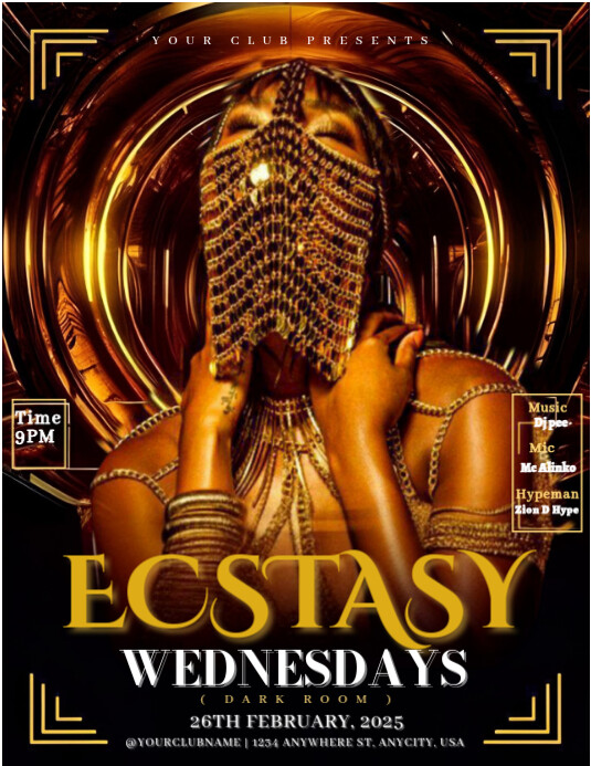 Black Maximalist Ecstasy Wednesday Party Flyer Flyer (us Letter ...