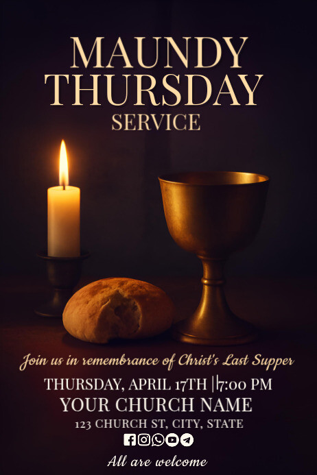 Copy of Black Maximalist Editable Maundy Thursday Church Flyer Template ...