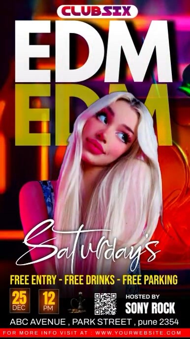 Plantilla de Black Maximalist Edm Saturday Night Club Part | PosterMyWall