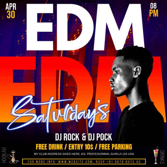 Copy of Black Maximalist Edm Saturday Night Instagram Post | PosterMyWall
