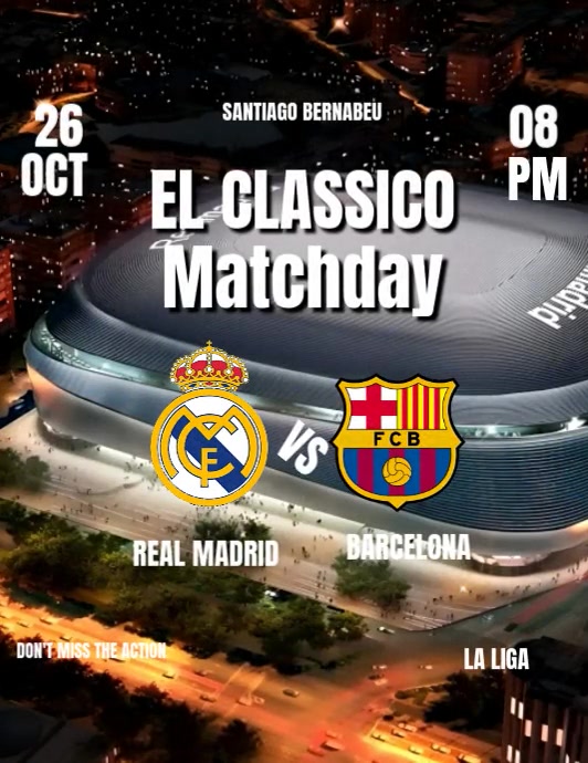 Copy of Black Maximalist El Classico Matchday Real Madrid Vs Barcelona ...