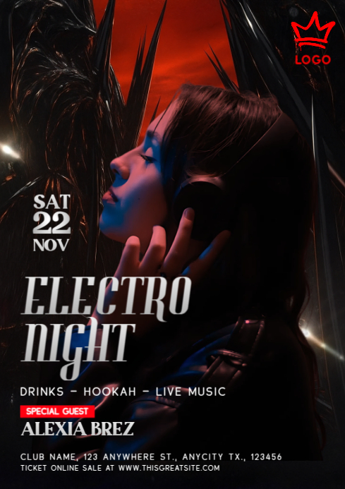 Black Maximalist Electro Night Party A4 Template | PosterMyWall