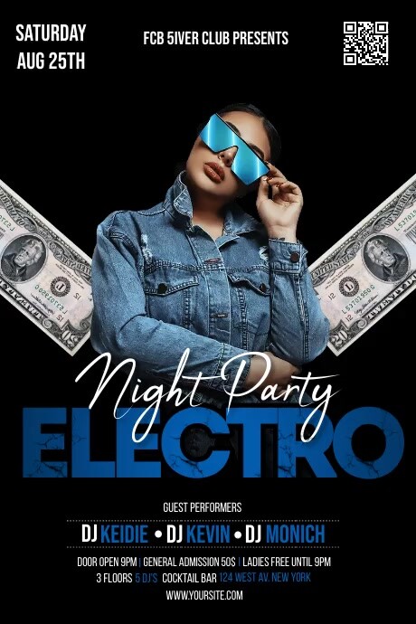 Plantilla de Black Maximalist Electro Night Party Poster | PosterMyWall