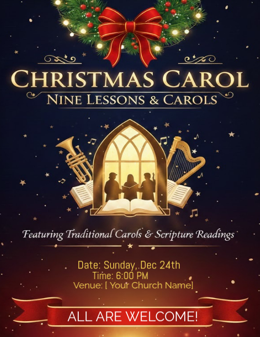Black Maximalist Elegant Christmas Church Event Flyers Flyer (us Letter ...