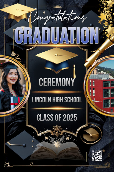 Copy of Black Maximalist Elegant Graduation Ceremony Invitation ...