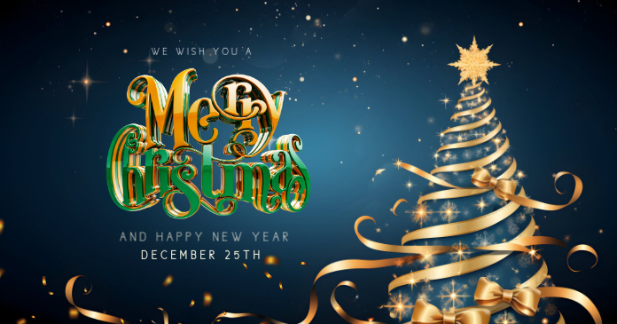 Black Maximalist Elegant Merry Christmas & Happy New Year Celebration ...