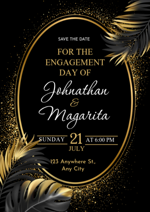 Black Maximalist Engagement Invitation A6 Template | PosterMyWall
