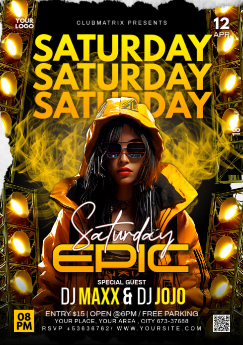 Black Maximalist Epic Saturday A4 Template | PosterMyWall