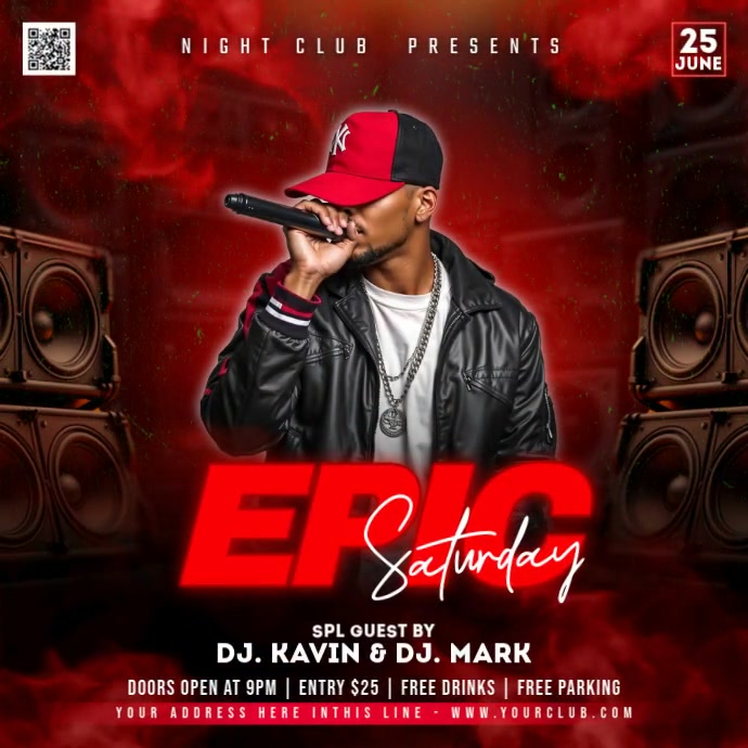 Black Maximalist Epic Saturday Party Flyer Instagram Post Template ...