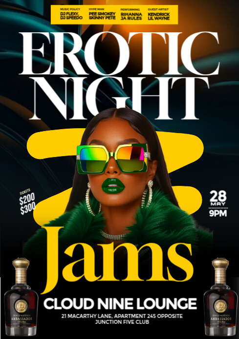 Copy of Black Maximalist Erotic Night Club Jams Club Party Event Flyer A4 | PosterMyWall