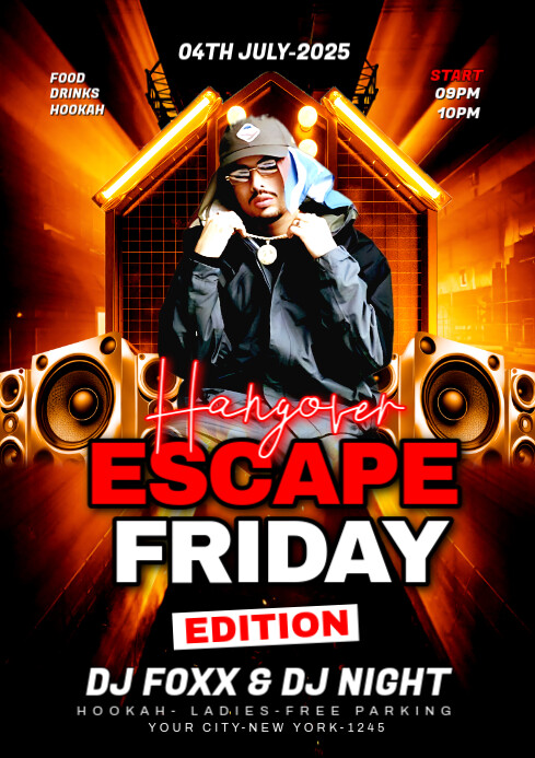 Plantilla de Black Maximalist Escape Friday A4 | PosterMyWall