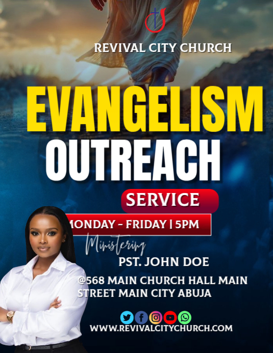 Black maximalist evangelism outreach service flyer (us letter) Template ...