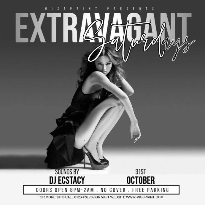 Black Maximalist Extravagant Saturdays Instagram Post Template | PosterMyWall
