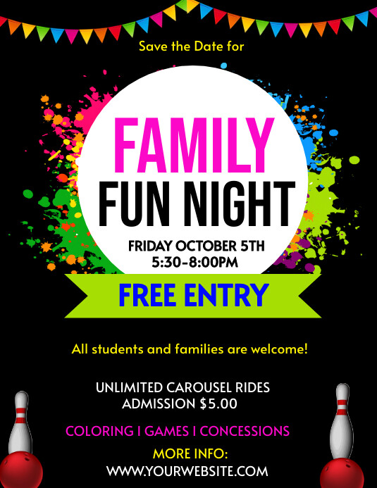Black Maximalist Family Fun Night Flyer (us L Template | PosterMyWall
