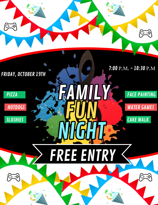 Plantilla de Black Maximalist Family Fun Night Flyer (us L | PosterMyWall