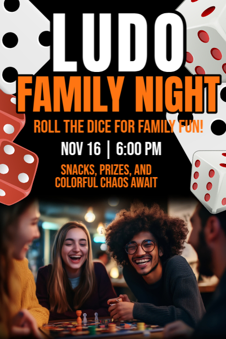 Black Maximalist Family Game Night Poster Template | PosterMyWall