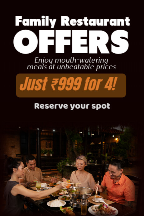 Black Maximalist Family Restaurant Offers Poster Template | PosterMyWall