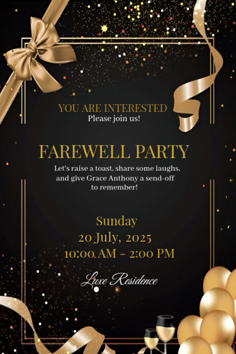 Black Maximalist Farewell Party Poster Template | PosterMyWall