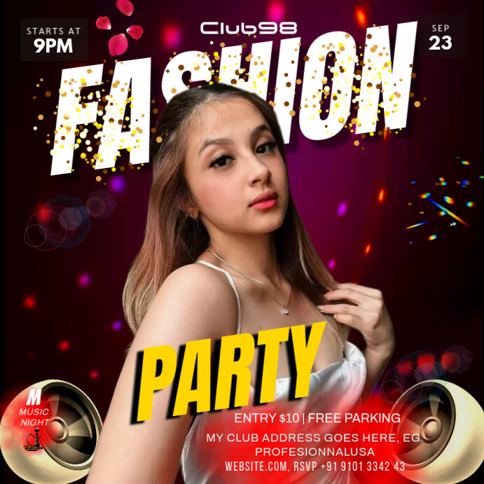 Copy of Black Maximalist Fashion Party Square (1:1) | PosterMyWall
