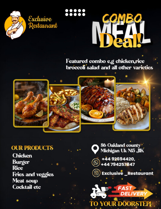 Black Maximalist Fast Food Combo Meal Deal Flyer (us Letter) Template ...