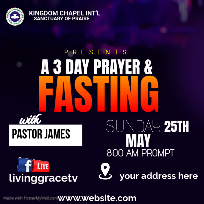 Black Maximalist Fasting Amd Prayer Flyer Instagram Post Template ...
