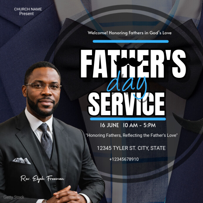 Black Maximalist Father's Day Church Service Instagram Post Template ...