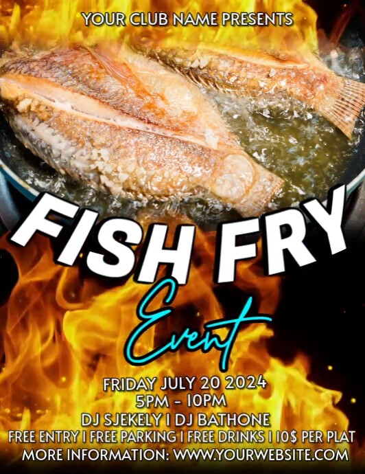 Plantilla de Black Maximalist Fish Fry Event Flyer (us Let | PosterMyWall
