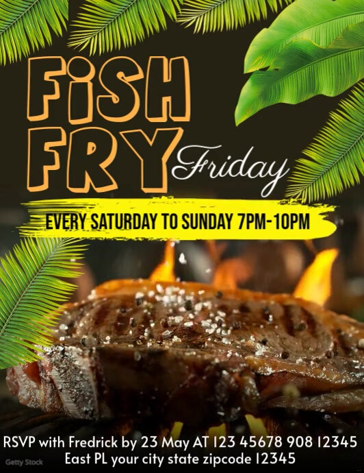 Modèle Black Maximalist Fish Fry Friday Summer Season Fish Fry Flyer ...