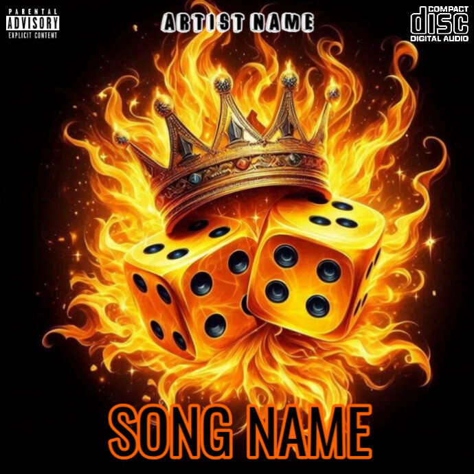 Copy of Black Maximalist Flaming Dice With Golden Crown – Fiery Album ...