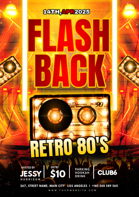 Black Maximalist Flashback Party A4 Template | PosterMyWall