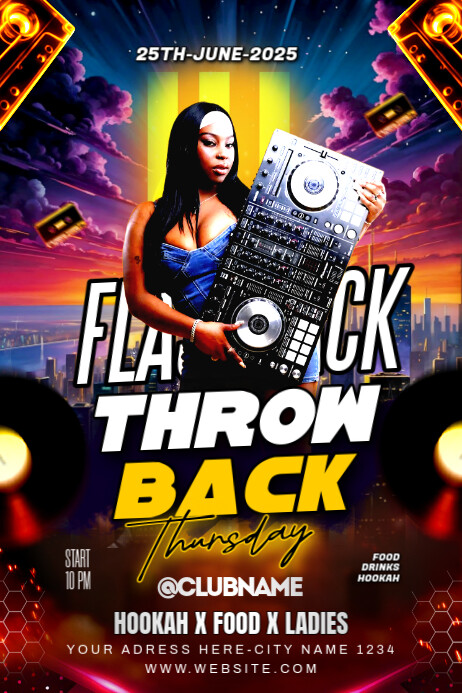 Black Maximalist Flashback Party Banner 4' × 6' Template | PosterMyWall