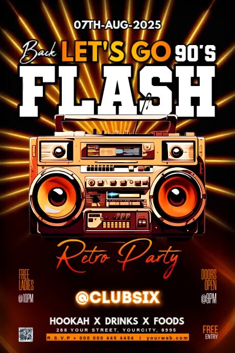 Black Maximalist Flashback Party Flyer Poster Template | PosterMyWall