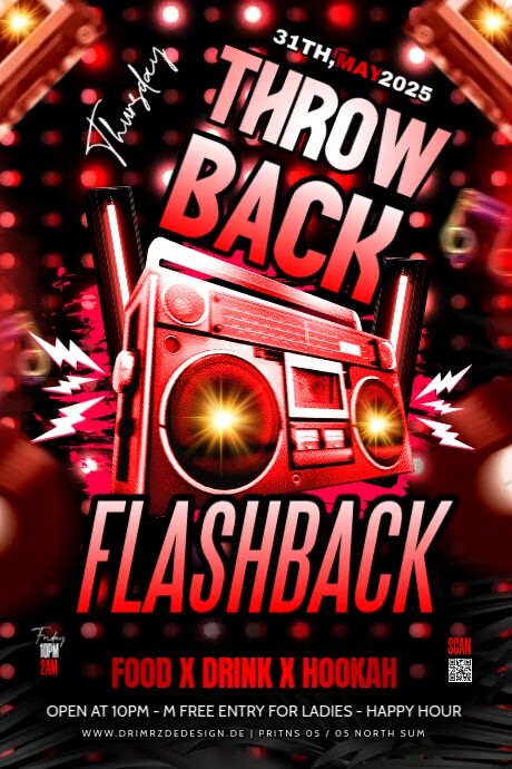 Copy of Black Maximalist Flashback Party Flyer Poster | PosterMyWall