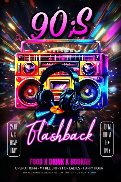 Black Maximalist Flashback Party Flyer Poster Template | PosterMyWall