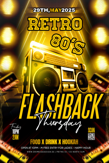 Copy of Black Maximalist Flashback Party Flyer Poster | PosterMyWall