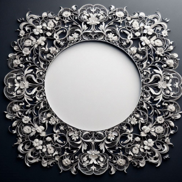Plantilla de Black Maximalist Floral Frame In Black And White Style ...