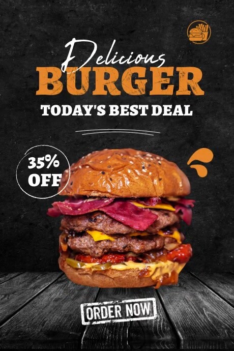 Black Maximalist Food Burger Poster Templat | PosterMyWall