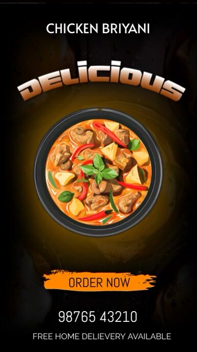 Black Maximalist Food Delivery Restaurant In Template | PosterMyWall