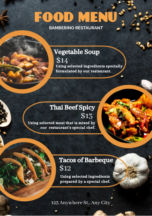 Black Maximalist Food Menu Flyer A4 Template | PosterMyWall