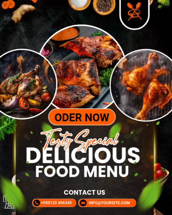 Black Maximalist Food Menu Instagram Portrait Templat | PosterMyWall