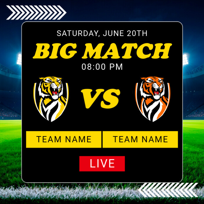 Copy of Black Maximalist Football Big Match Instagram Post | PosterMyWall