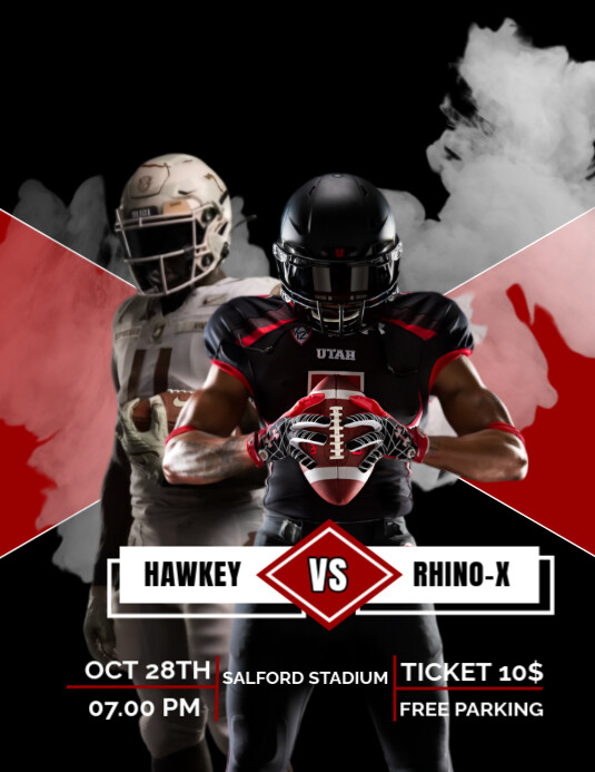 Copy of Black Maximalist Football Game Flyer (us Letter) | PosterMyWall