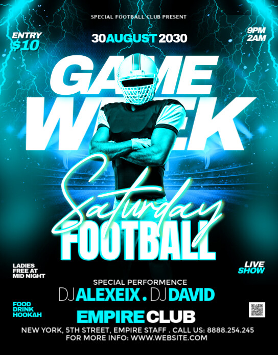 Black Maximalist Football Game Week Flyer Poster/wallboard Template ...