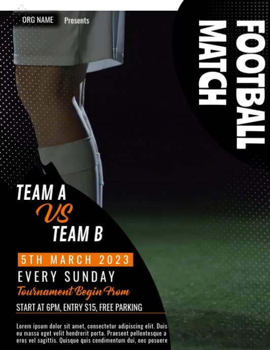 Black Maximalist Football Match Ad Flyer (us Letter) Template ...